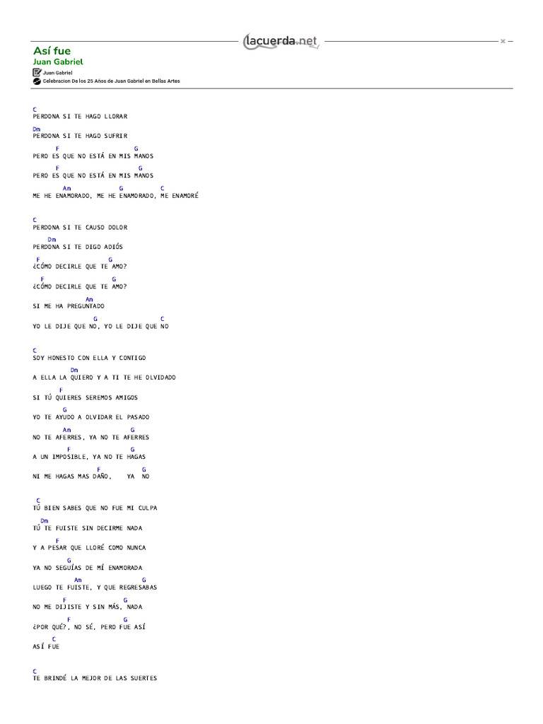 ASI FUE, Juan Gabriel - Acordes | PDF
