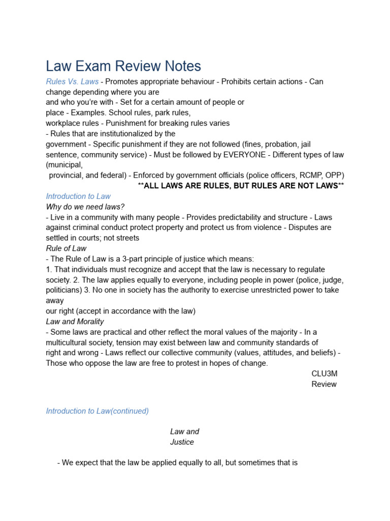 Law Exam Review: Key Concepts Explained | PDF | Indictment | Mens Rea