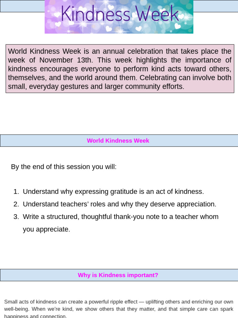 Kindness Week - A Special Thank You (YR 7-10) | PDF | Gratitude | Happiness