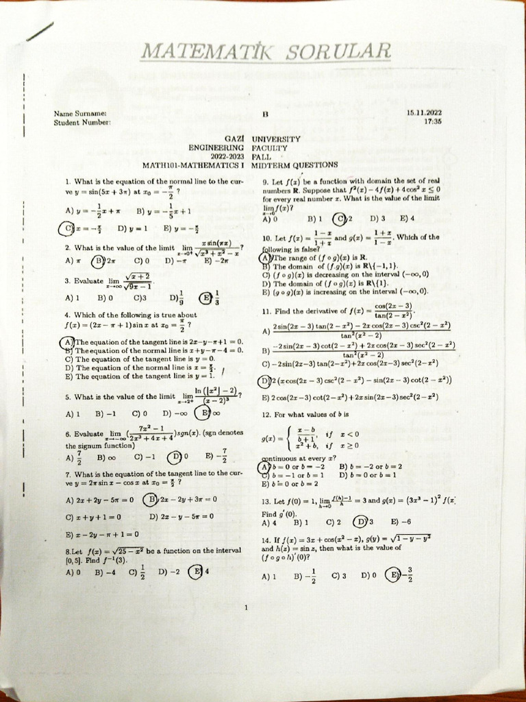 Mat 103 Cikmis | PDF