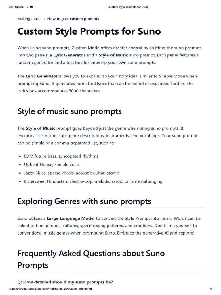 Custom Style Prompts | PDF