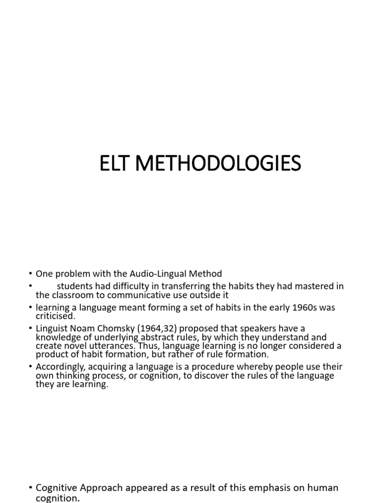 Overview of ELT Methodologies | PDF | Language Education | Second Language