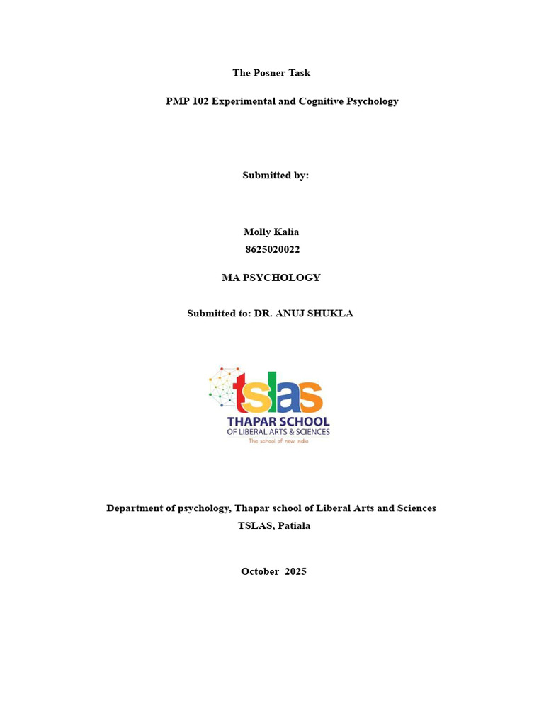 Posner Task | PDF | Attention | Mental Chronometry