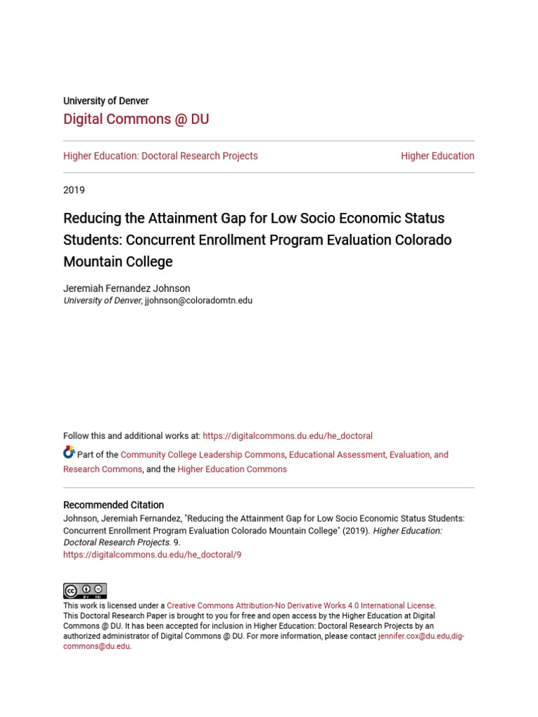 Reducing the Attainment Gap for Low Socio Economic Status Student | PDF ...