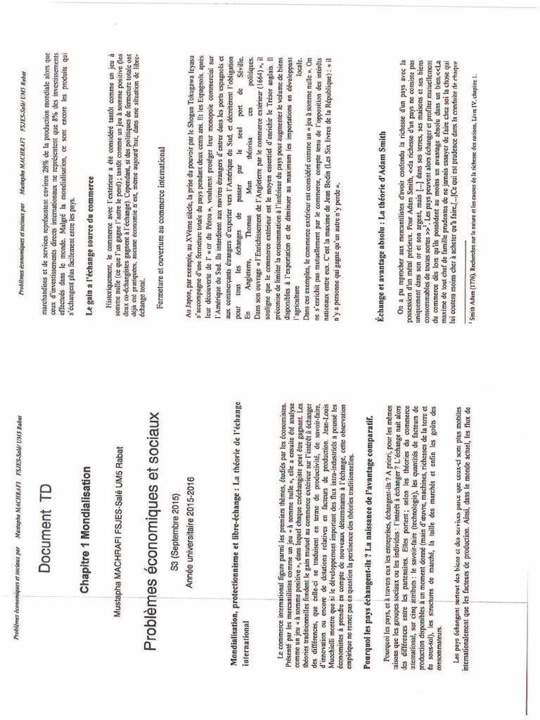 PR Machrafi - GR C - Document TD Chap 1 Mondialisation | PDF