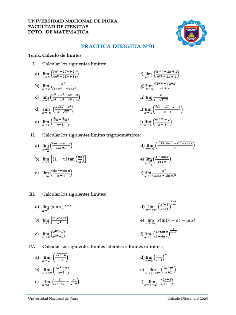 Cálculo de Límites en Matemáticas | PDF | Análisis matemático | Matemáticas