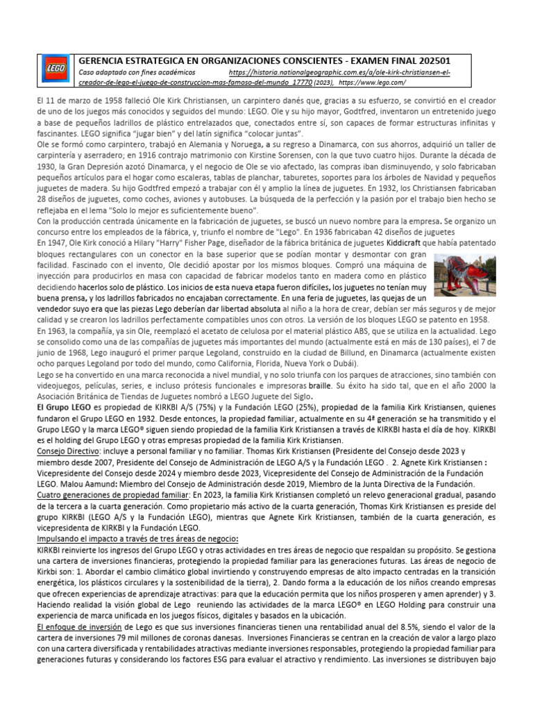 Caso Lego | PDF | Lego | Portafolio (Finanzas)