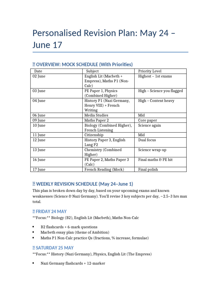Personalised_Revision_Plan | PDF