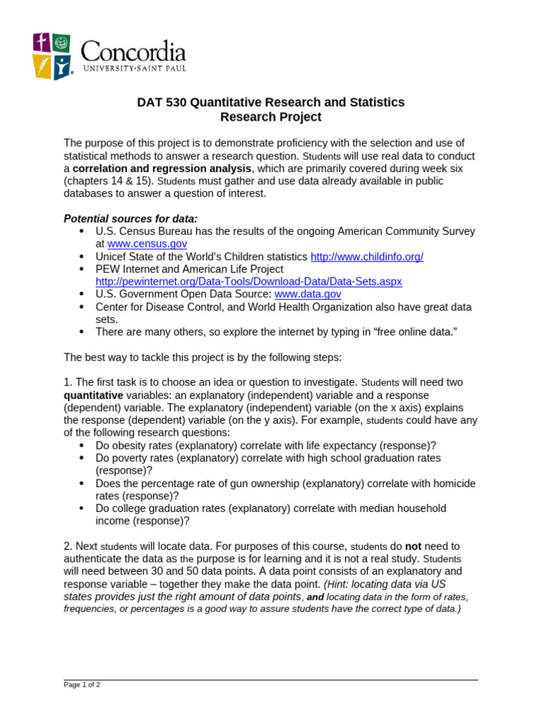 DAT 530 - Research Project | PDF | Statistics | Descriptive Statistics