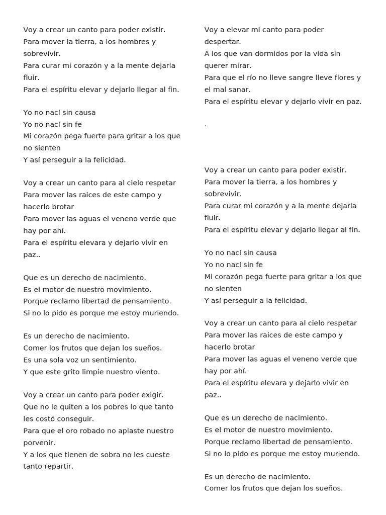 Voy a Crear Un Canto Para Poder Existir | PDF