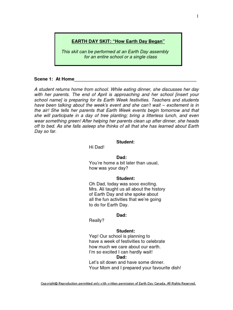 Earth Day Skit | PDF | Language Arts & Discipline | Home & Garden