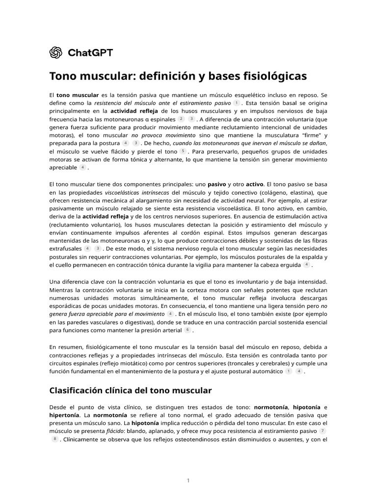 Tono Muscular - Definición y Bases Fisiológicas | PDF | Músculo ...