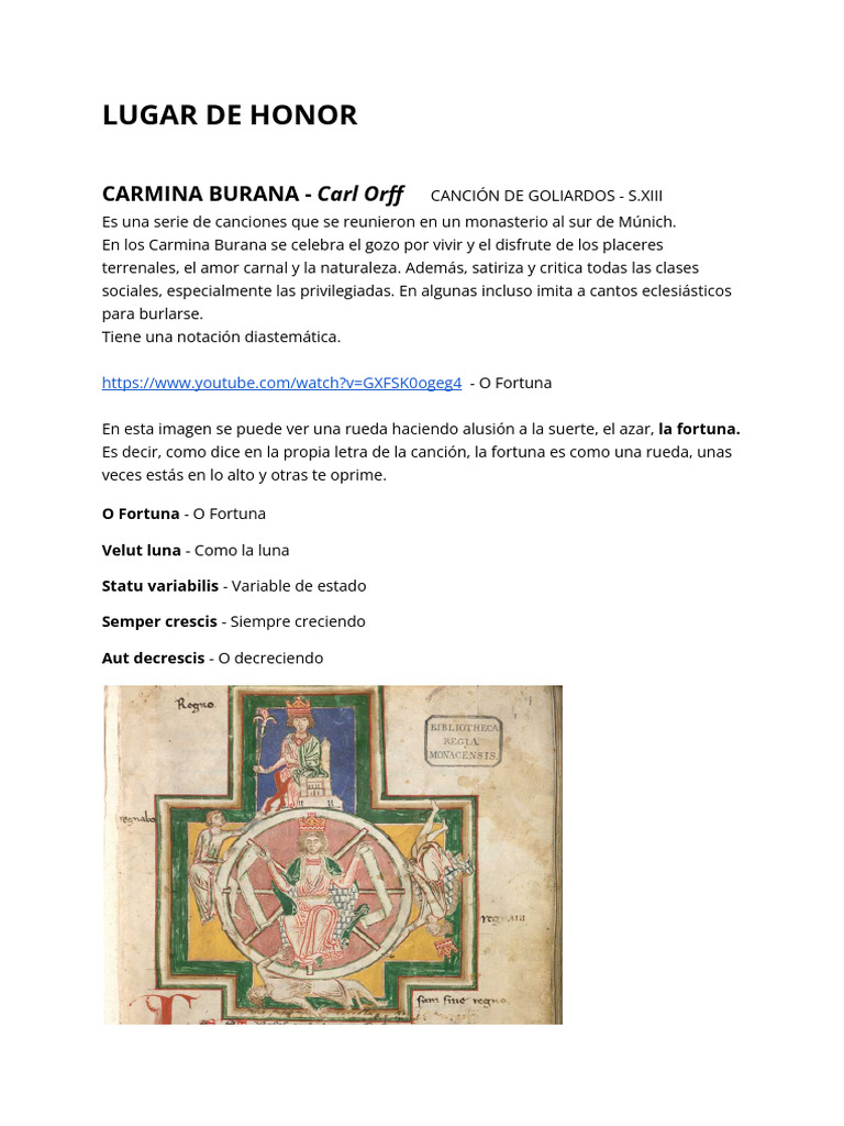 Lugar de Honor - Música Profana Bueno | PDF