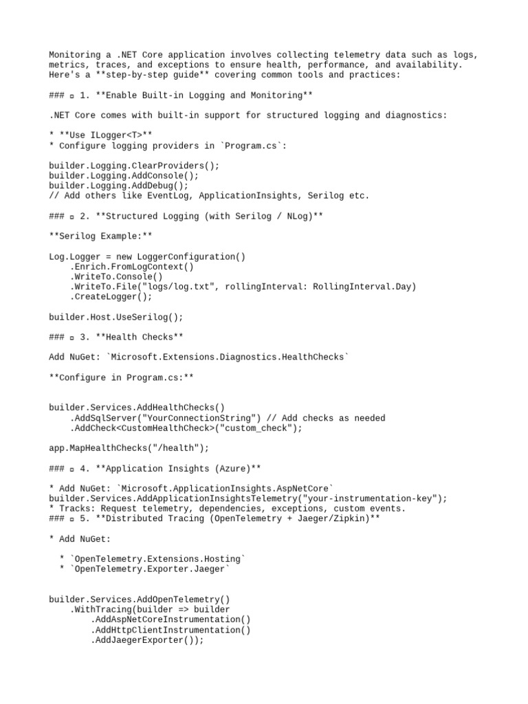 Monitoring .NET Core Applications Guide | PDF | Software Engineering ...