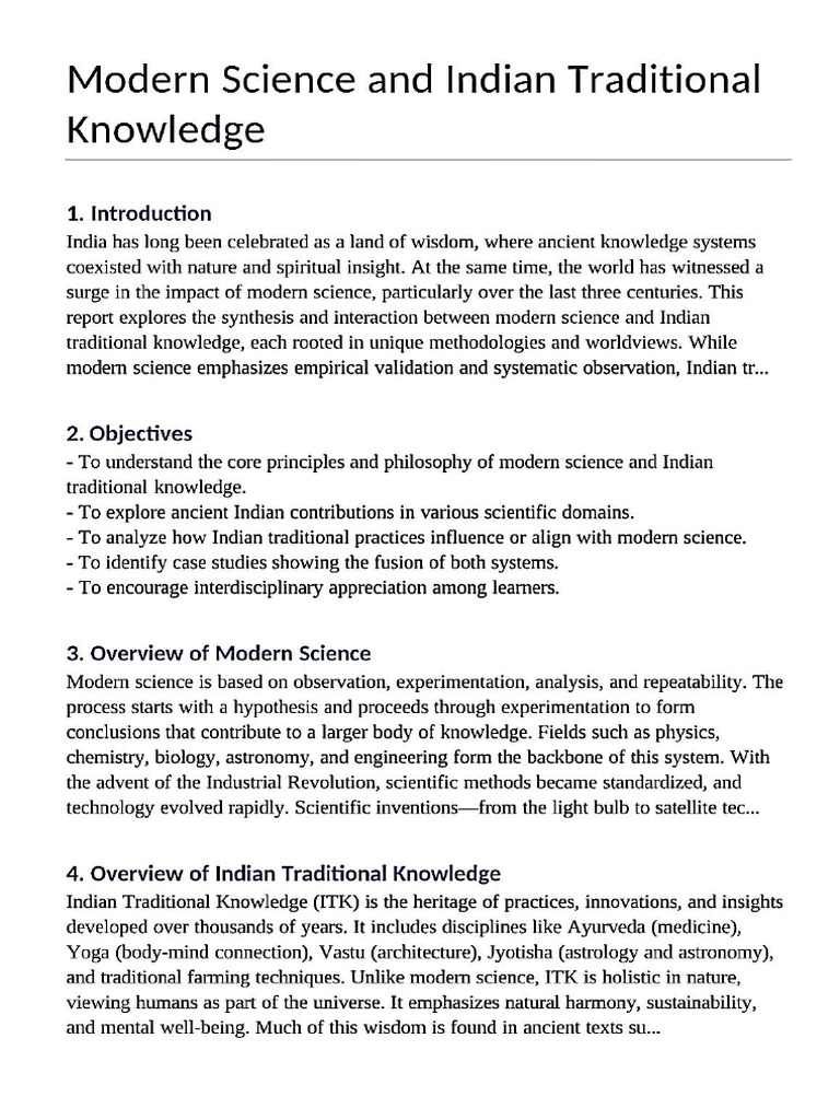 Modern Science and Indian Traditional Knowledge | PDF