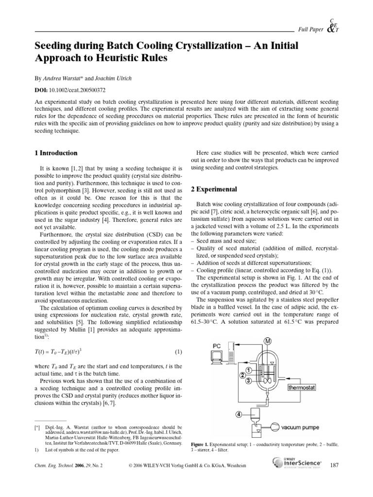 Seeding During Batch Cooling Crystallization An Initial Approach To ...