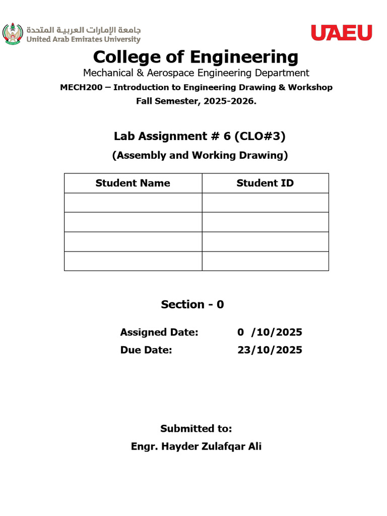 Lab HW#6 - Detailed and Assembly Drawing | PDF | Screw | Mechanical Engineering