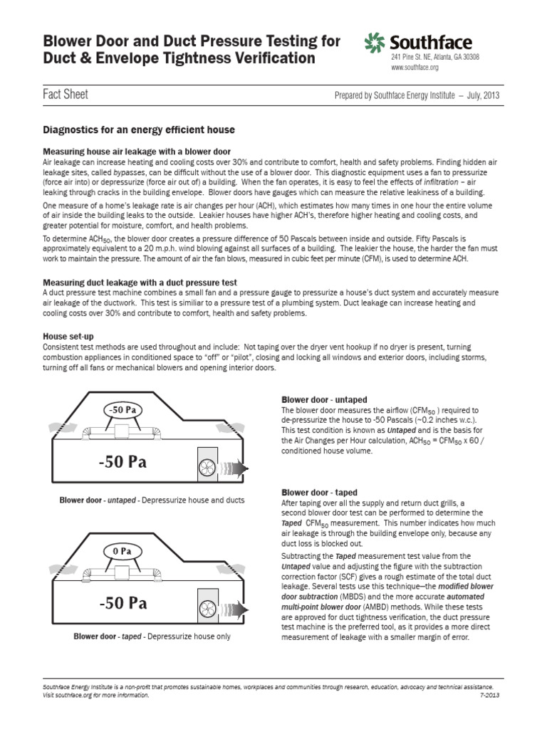 Duct & Envelope Tightness Testing Guide | PDF | Duct (Flow) | Building ...
