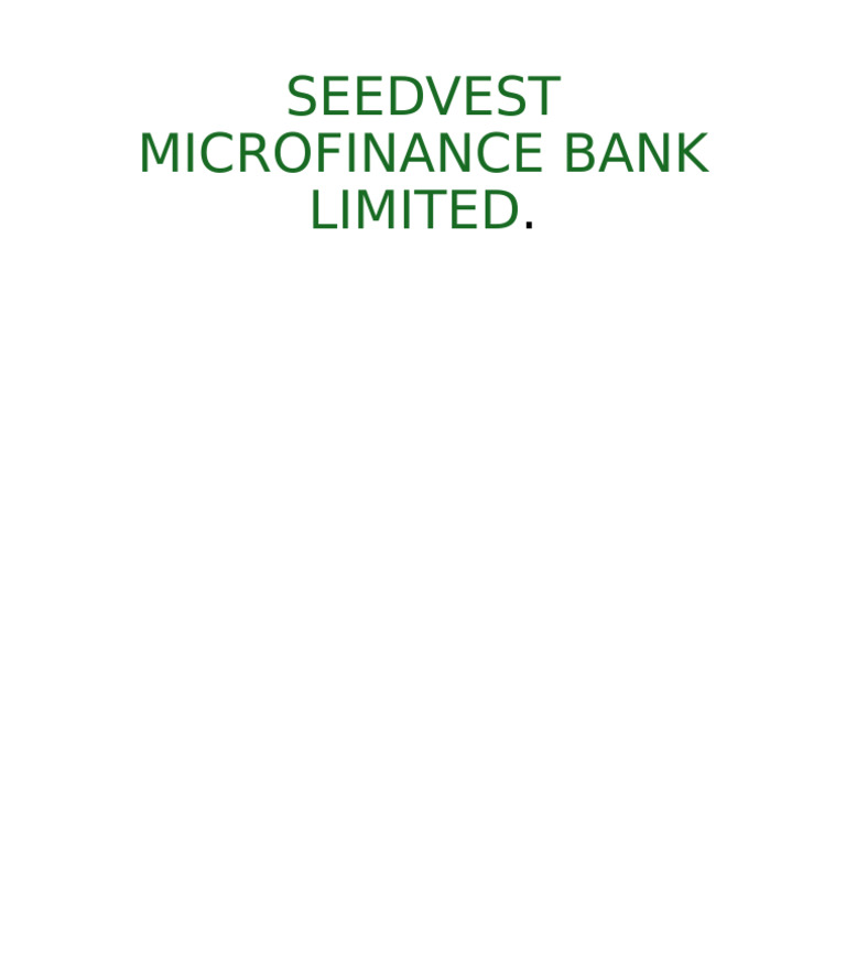 Seedvest Microfinance Bank Limited | PDF
