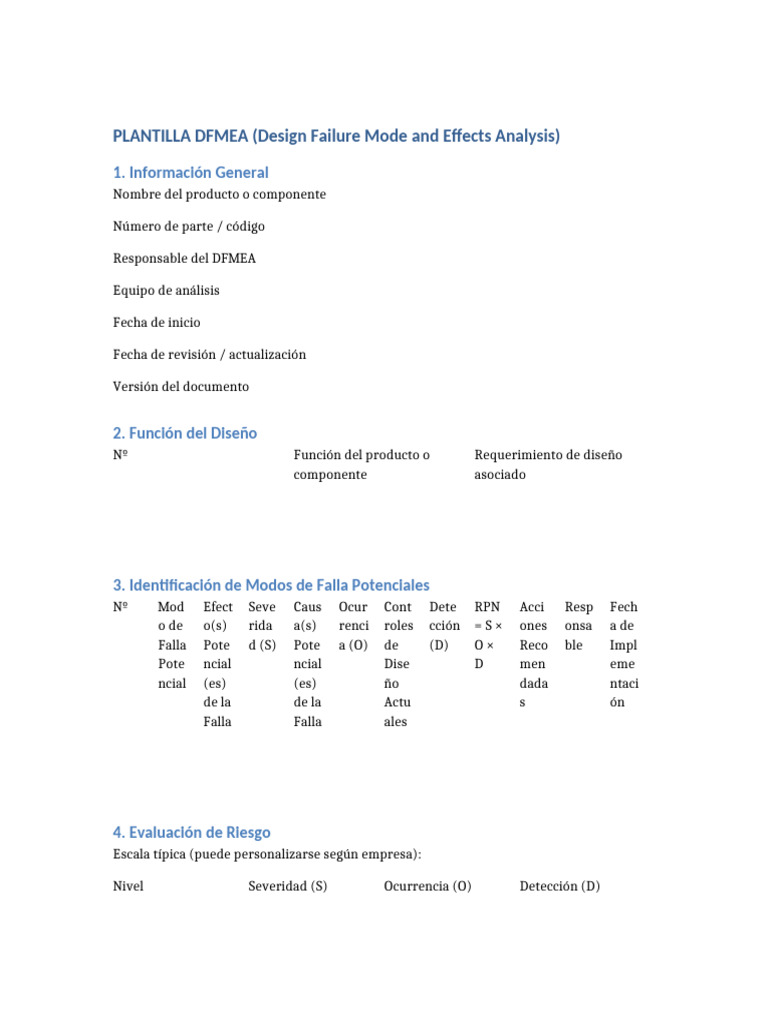 Plantilla DFMEA | PDF