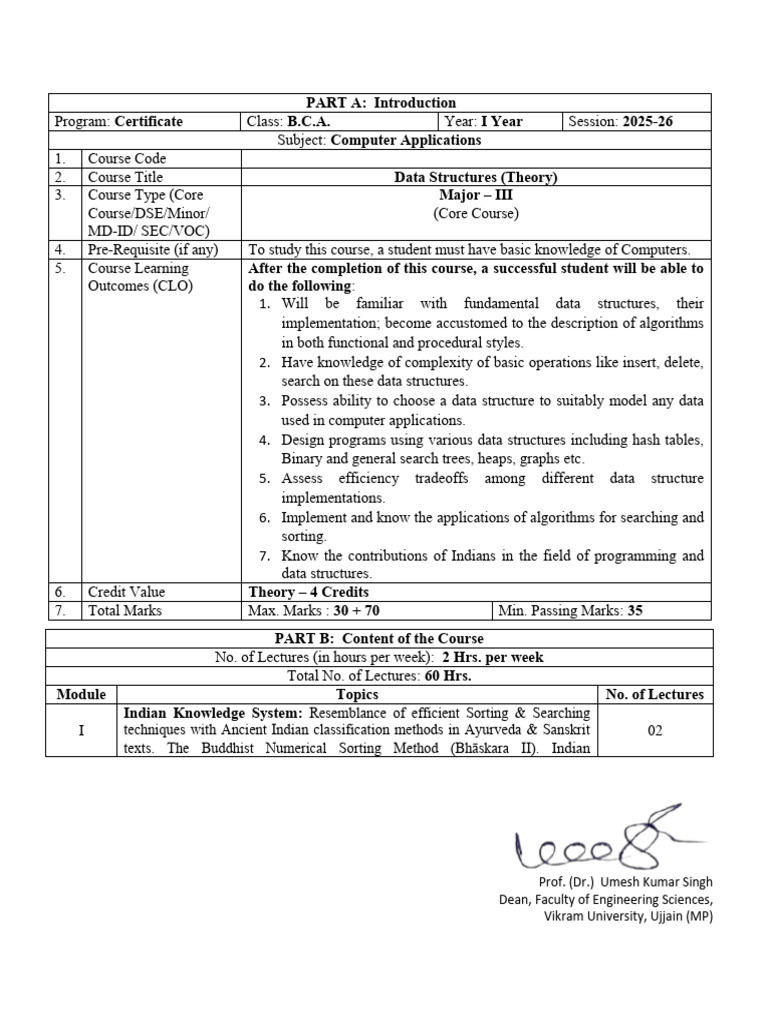 Data Structures M 3 BCA I Year 2025 26 Revised | PDF | Queue (Abstract Data Type) | Computer ...