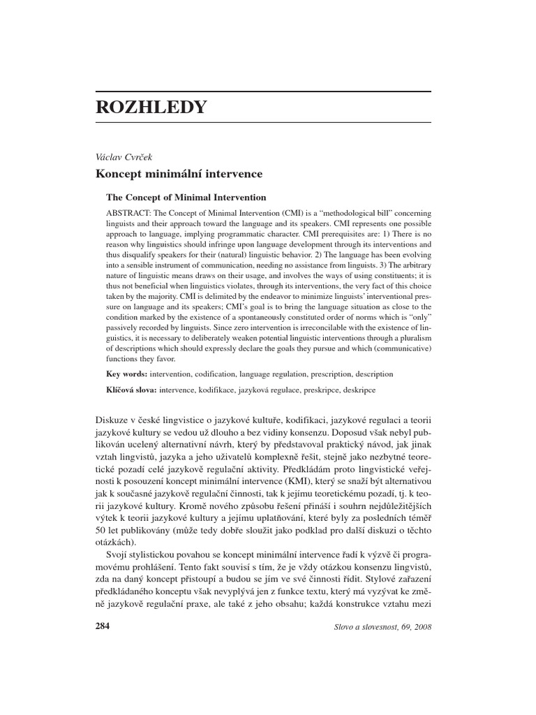Koncept minimální intervence | PDF