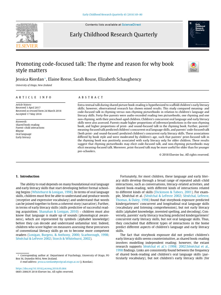 Promoting Code-Focused Talk: The Rhyme and Reason For Why Book Style ...