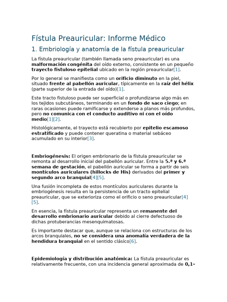 Fístula Preauricular - Informe Médico | PDF | Cirugía | Infección