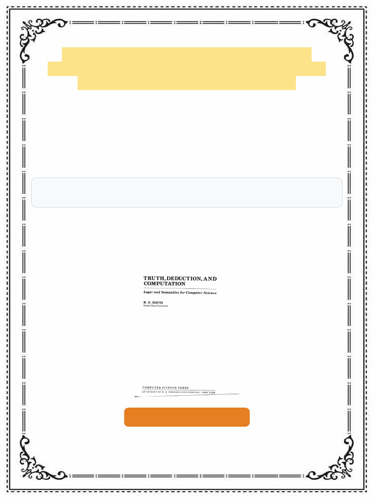 Truth Deduction and Computation Logic and Semantics for Computer Science 1st Edition by RE Davis ...