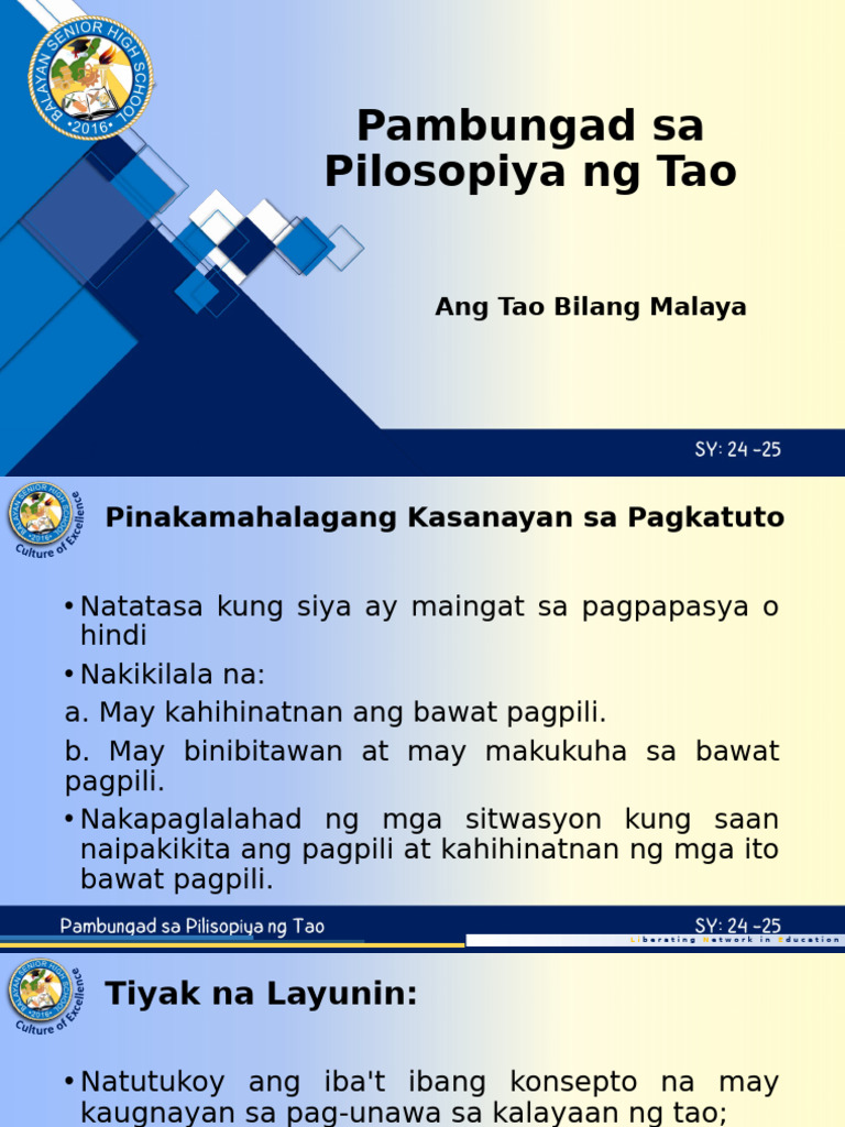 Q2 WEEK 1 2 Ang Tao Bilang MalayaKilos | PDF