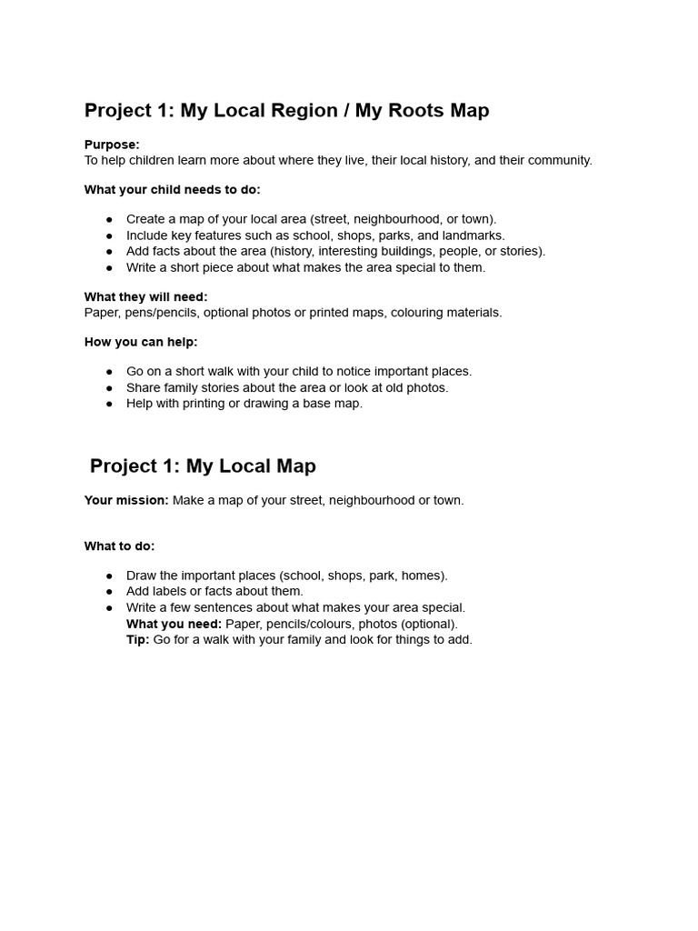 Home School Project 1 My Local Region My Roots Map (1) | PDF