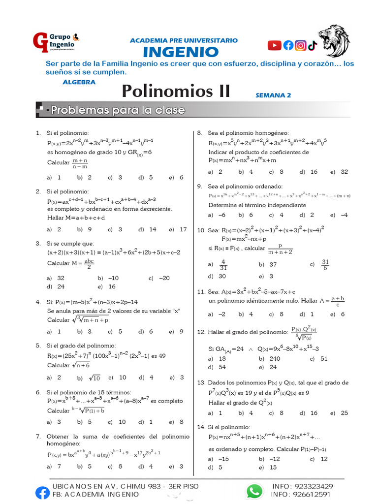 03 Polinomios II | PDF | Algoritmos | Matemáticas