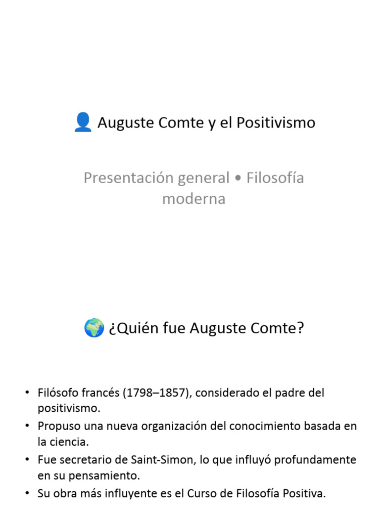 Auguste Comte y el Positivismo | PDF