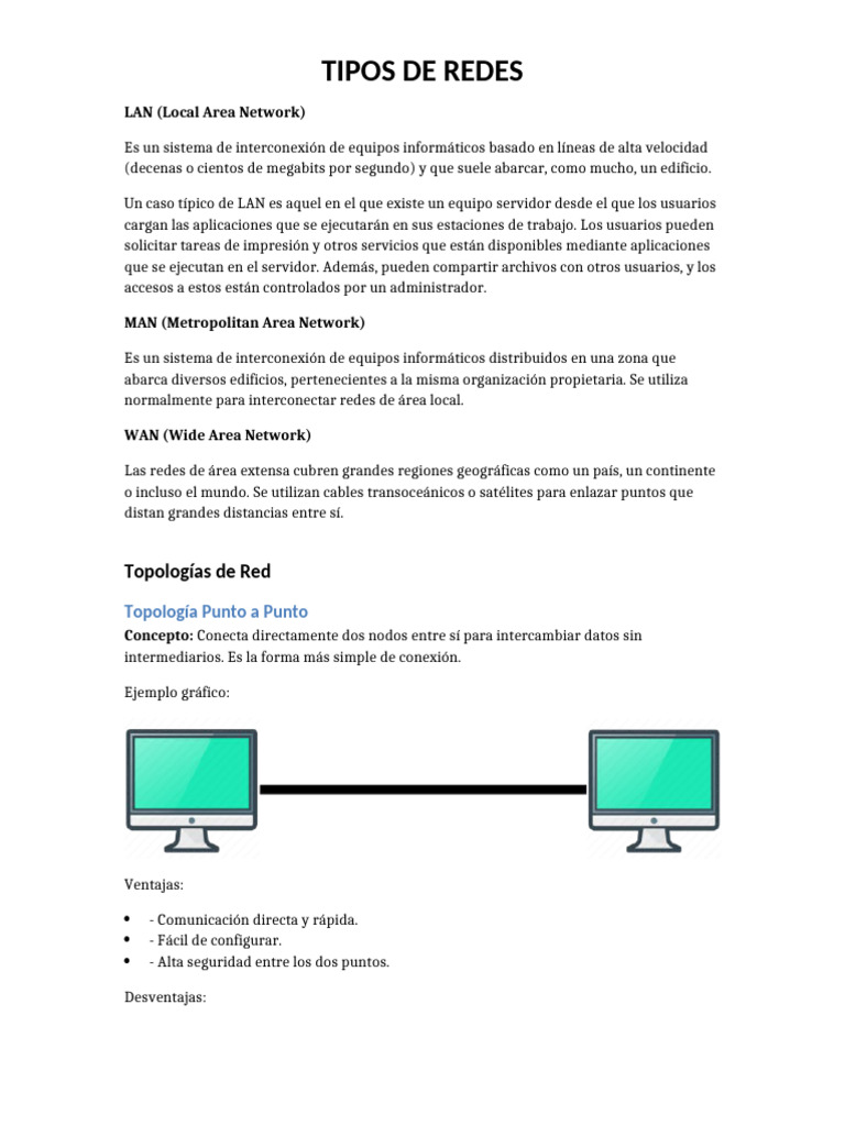 Tipos de Redes: LAN, MAN, WAN y Topologías | PDF | Topología de la red ...