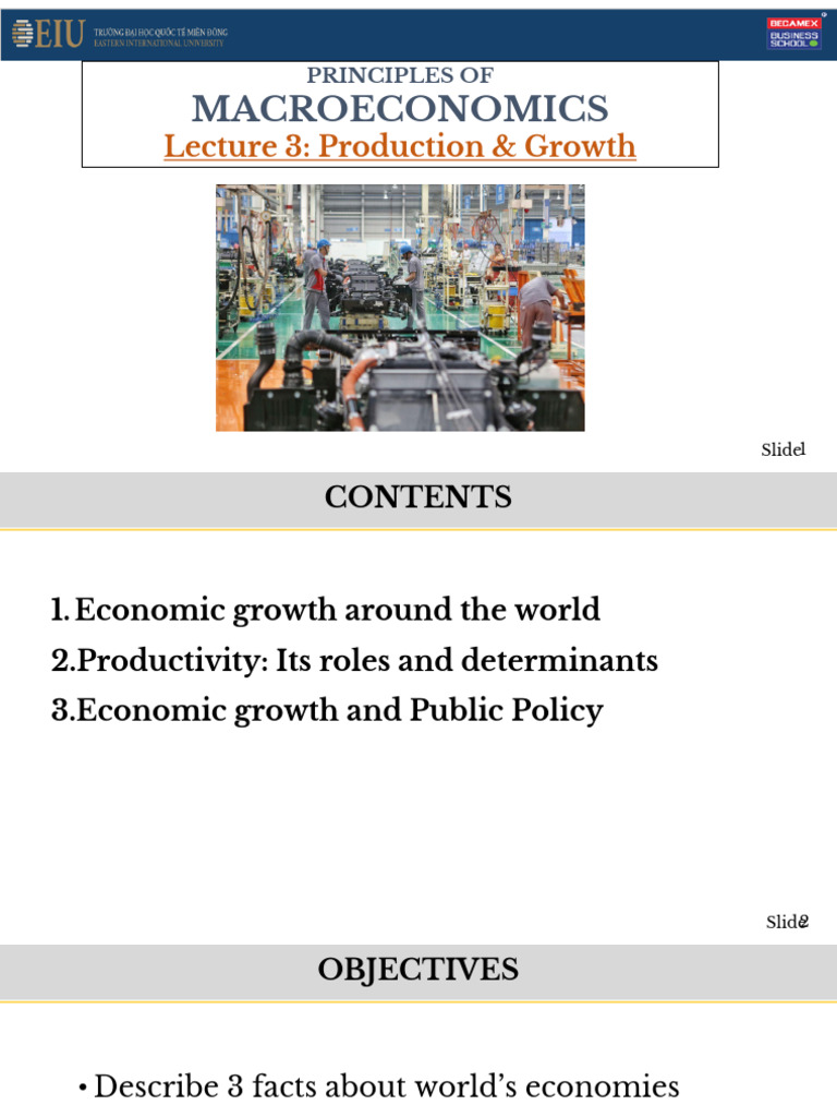 Lecture 3 - Production Growth | PDF | Economic Growth | Human Capital