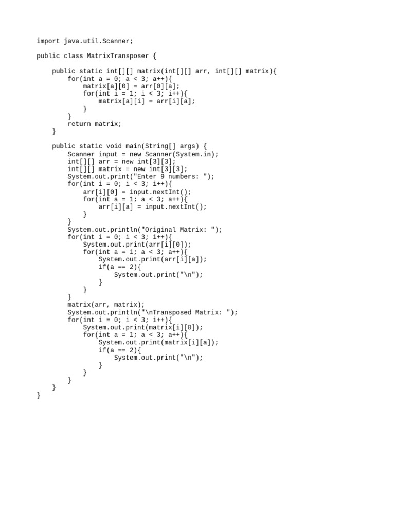 Matrix Transpose r | PDF