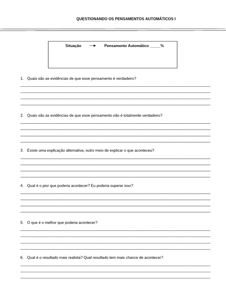 questionamento P.As 1 | PDF | Pensamento | Emoções