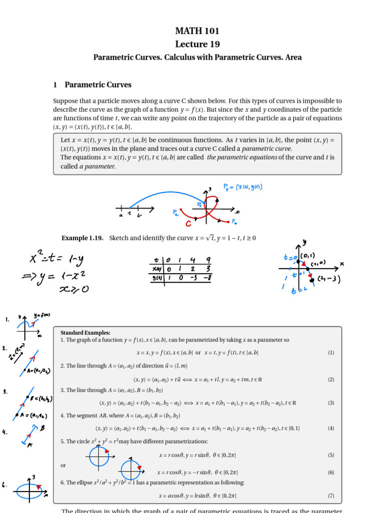 Understanding Parametric Curves in Calculus | PDF | Mathematical ...
