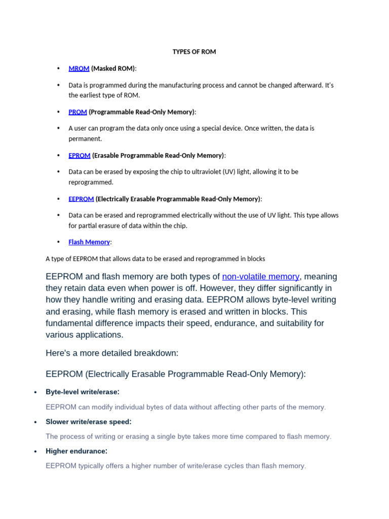 TYPES OF ROM | PDF | Computer Data Storage | Read Only Memory