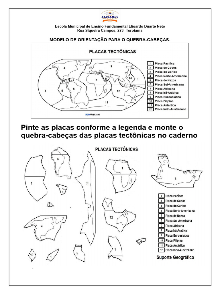 26.2 Quebra-cabeças Placas Tectonicas | PDF
