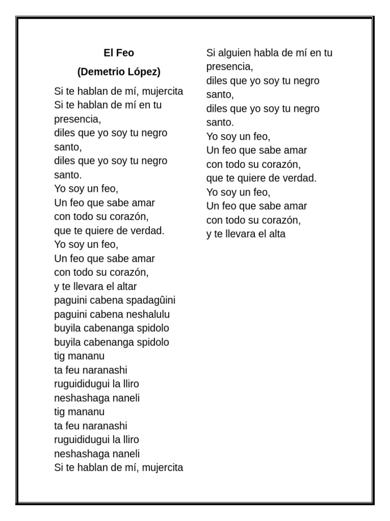 El amor de un feo sincero | PDF