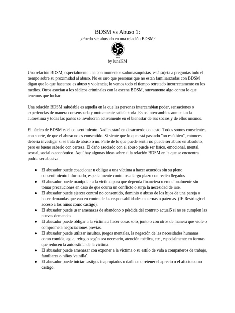 BDSM vs Abuso 1- | PDF | Bdsm | Sadomasoquismo