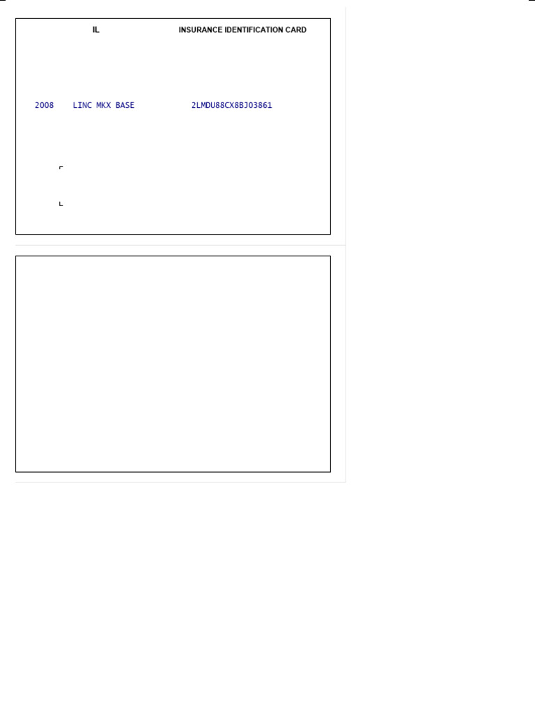 Auto Insurance Card Template (2) LINCOLN | PDF