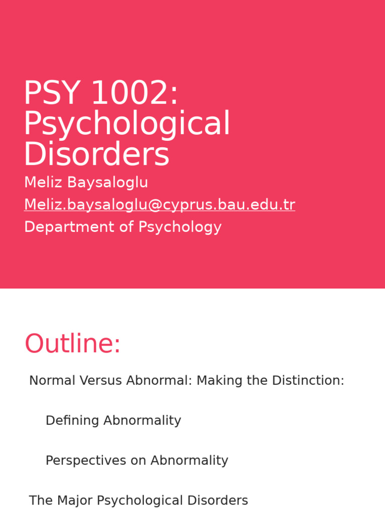 Lecture 4 - Psychological Disorders | PDF | Mental Disorder | Anxiety