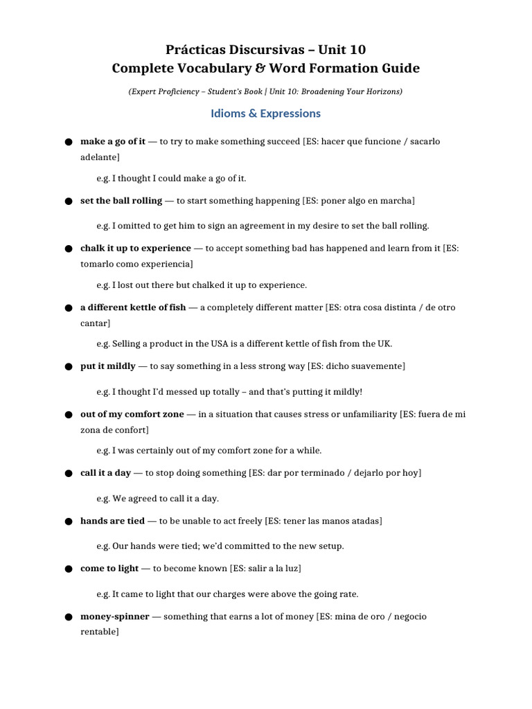 UNIT 10 VOCAB (1) | PDF