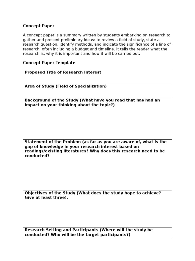 Concept Paper Guide for Research Projects | PDF