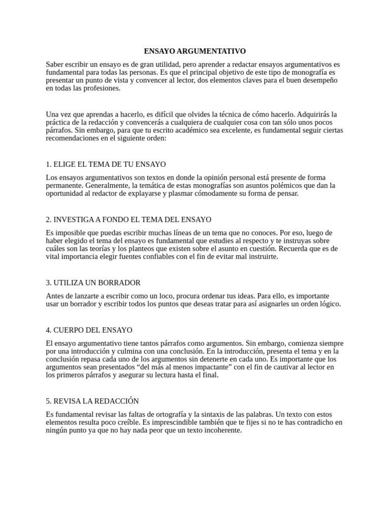 Guía para Escribir Ensayos Argumentativos | PDF