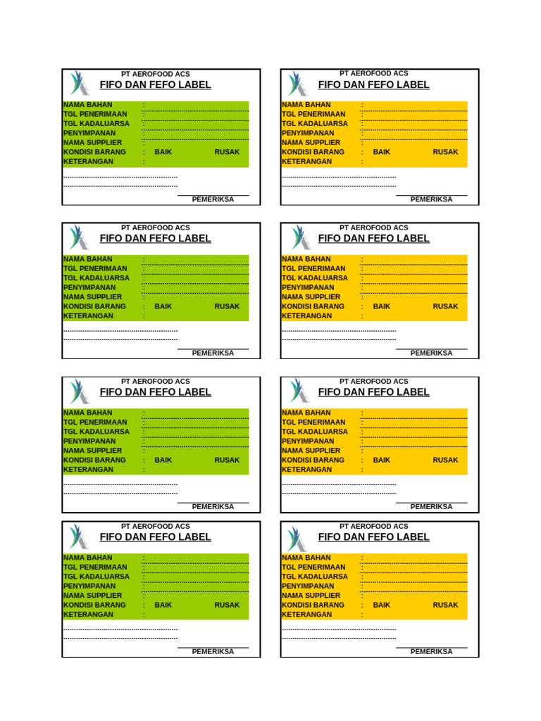 Label FIFO dan FEFO PT Aerofood ACS | PDF