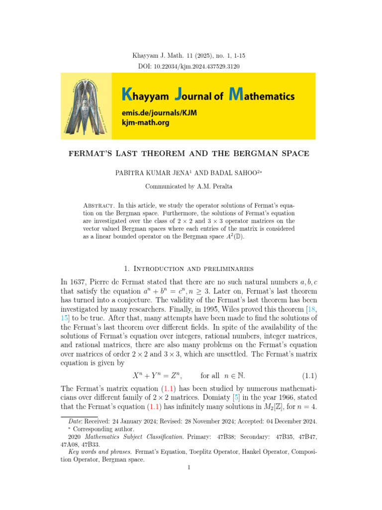 KJM 2024 437529 3120 | PDF | Matrix (Mathematics) | Fermat's Last Theorem