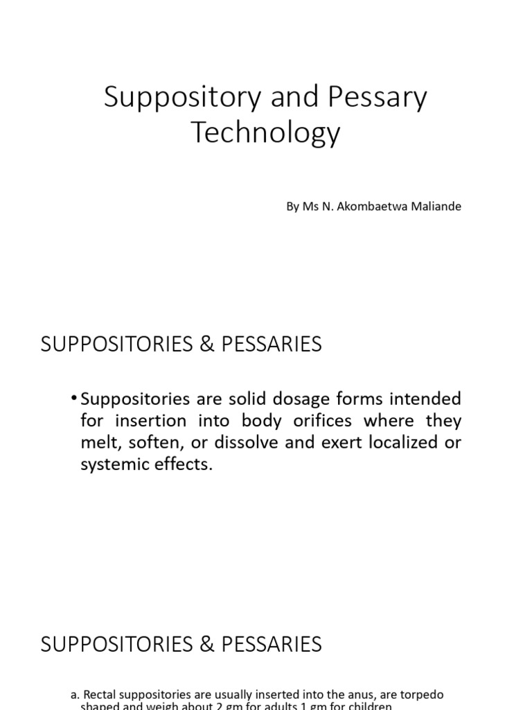 Pessaries vs. Suppositories Explained | PDF | Polyethylene Glycol ...